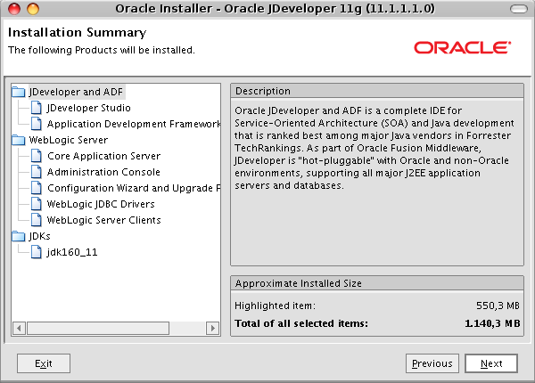 Run like Hell: Installing JDeveloper 11g: Screenshots...